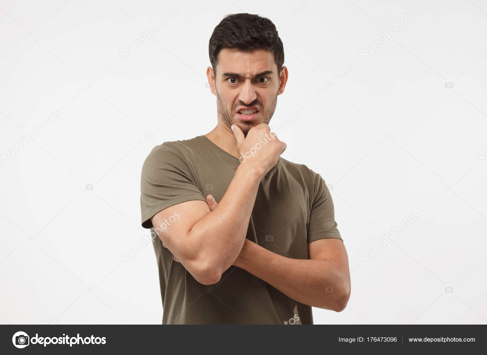 Disguting! Shocked young man looking at something unpleasant and bad ...