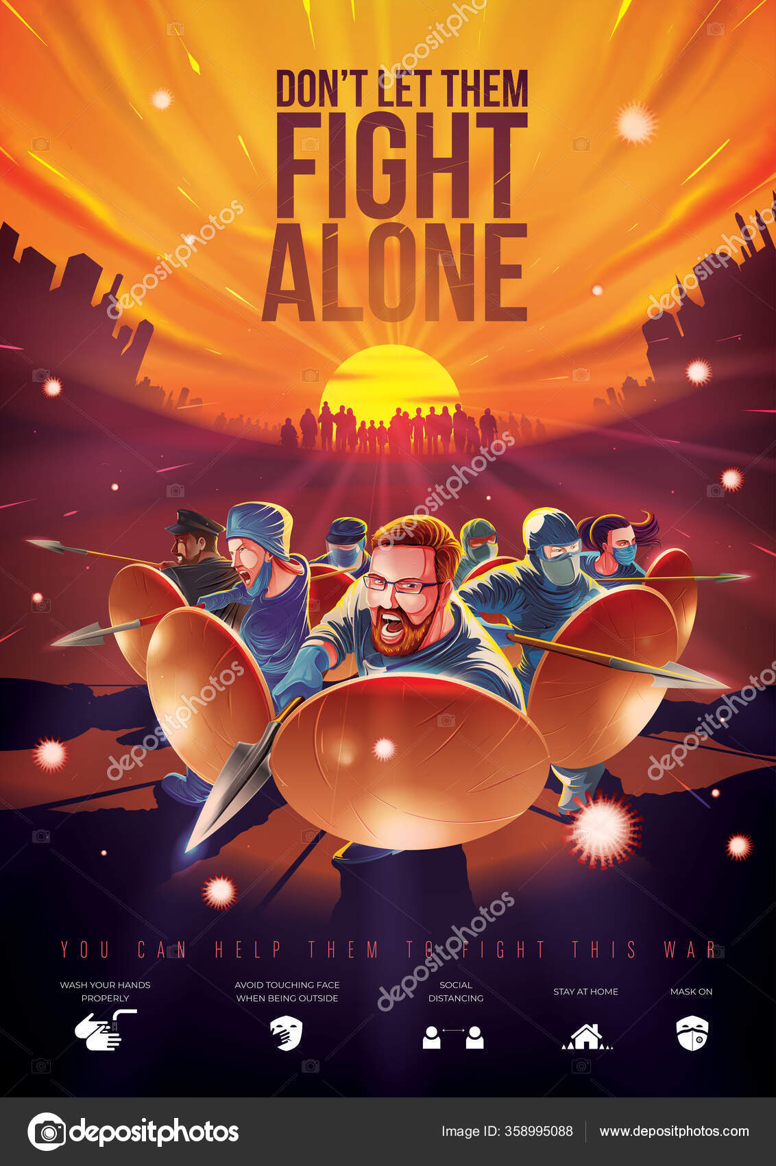 Poster Design Vectoring Art Featuring Image Medical Team Who Fighting ...