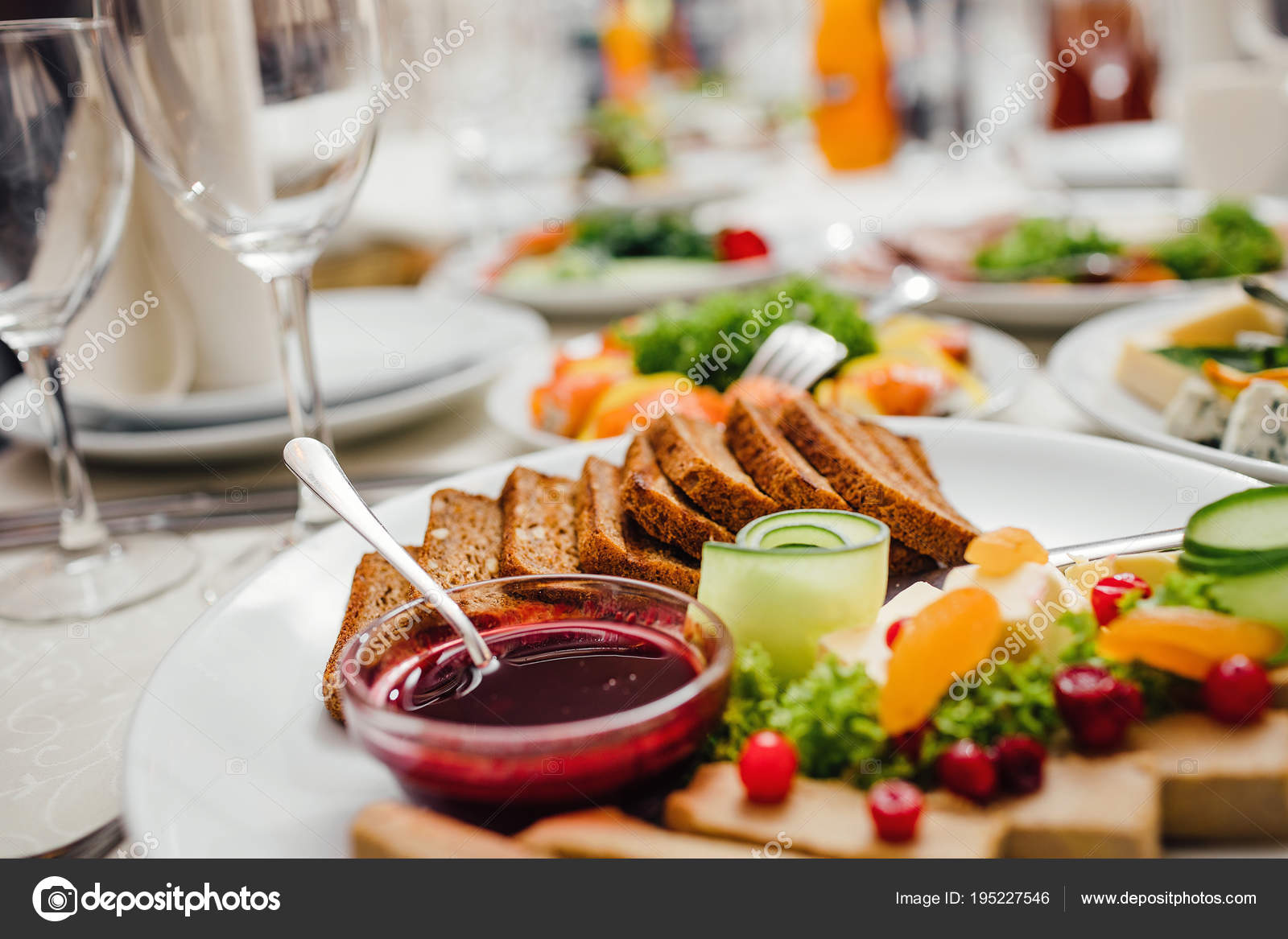 Catering Table Set Service Silverware Glass Stemware Restaurant Party ...