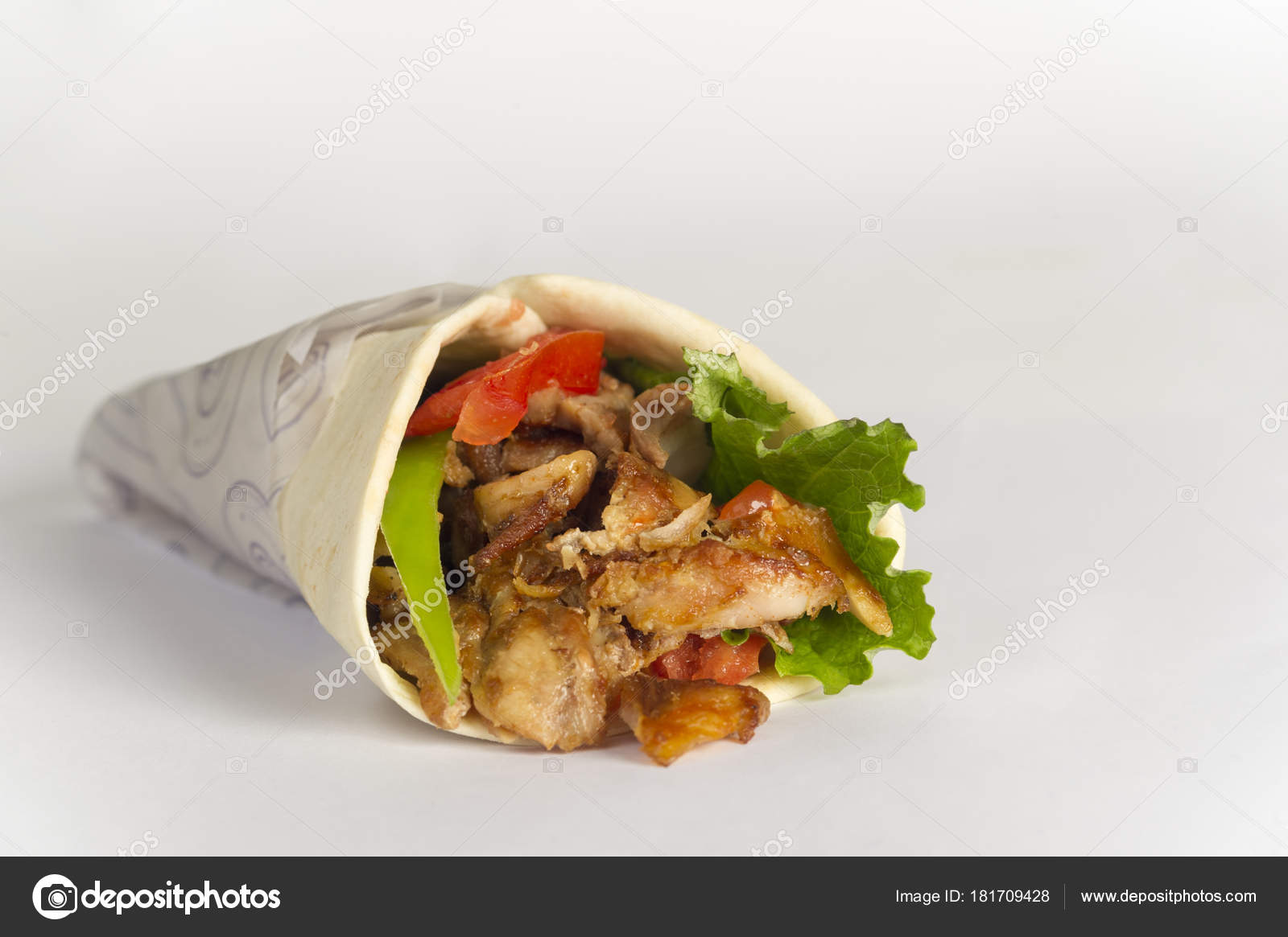 Arabic Greek Turkish Sandwich Meat White Background — Stock Photo ...