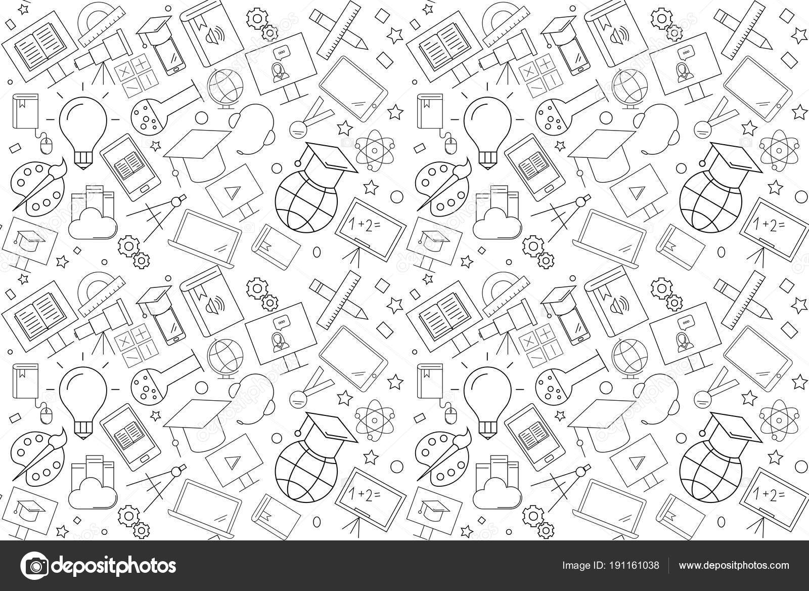 Vector Learning Pattern Learning Seamless Background Stock Vector Image ...