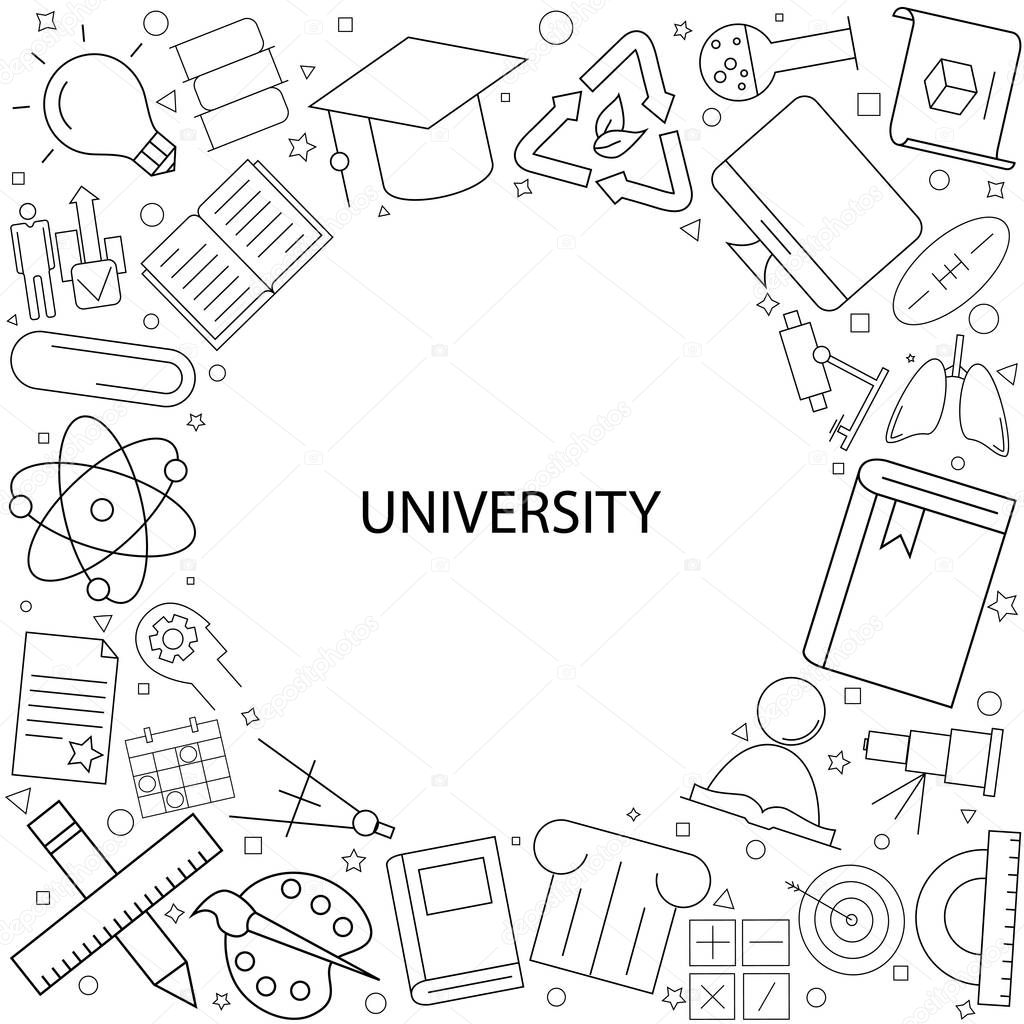 University Background Line Icon Linear Vector Pattern — Stock Vector ...