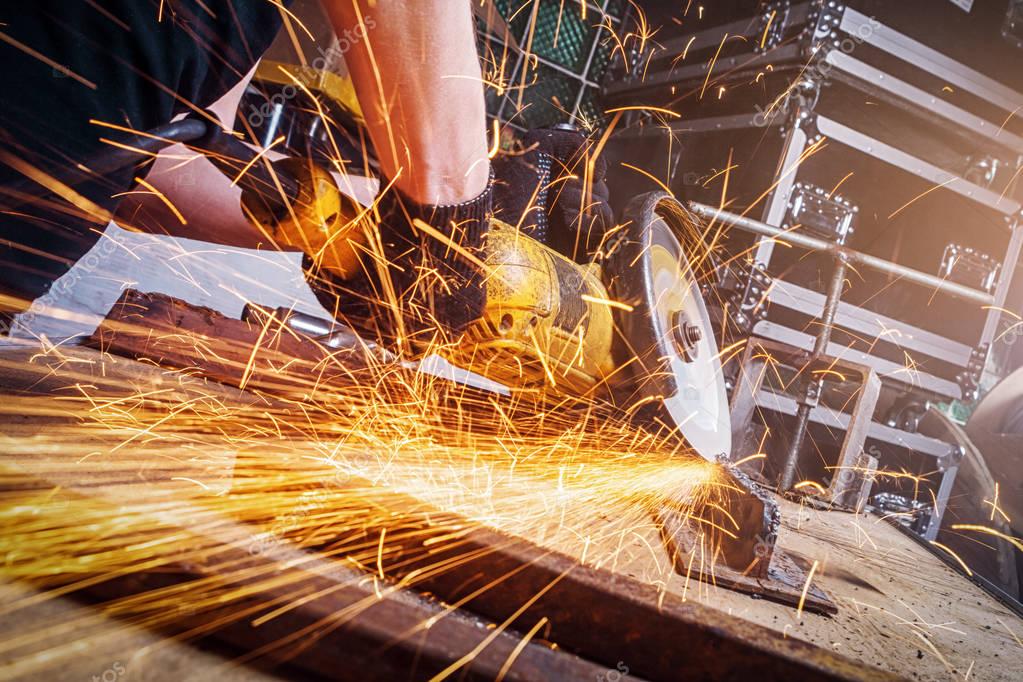 Close up worker cutting metal — Stock Photo © everyonensk #164123354