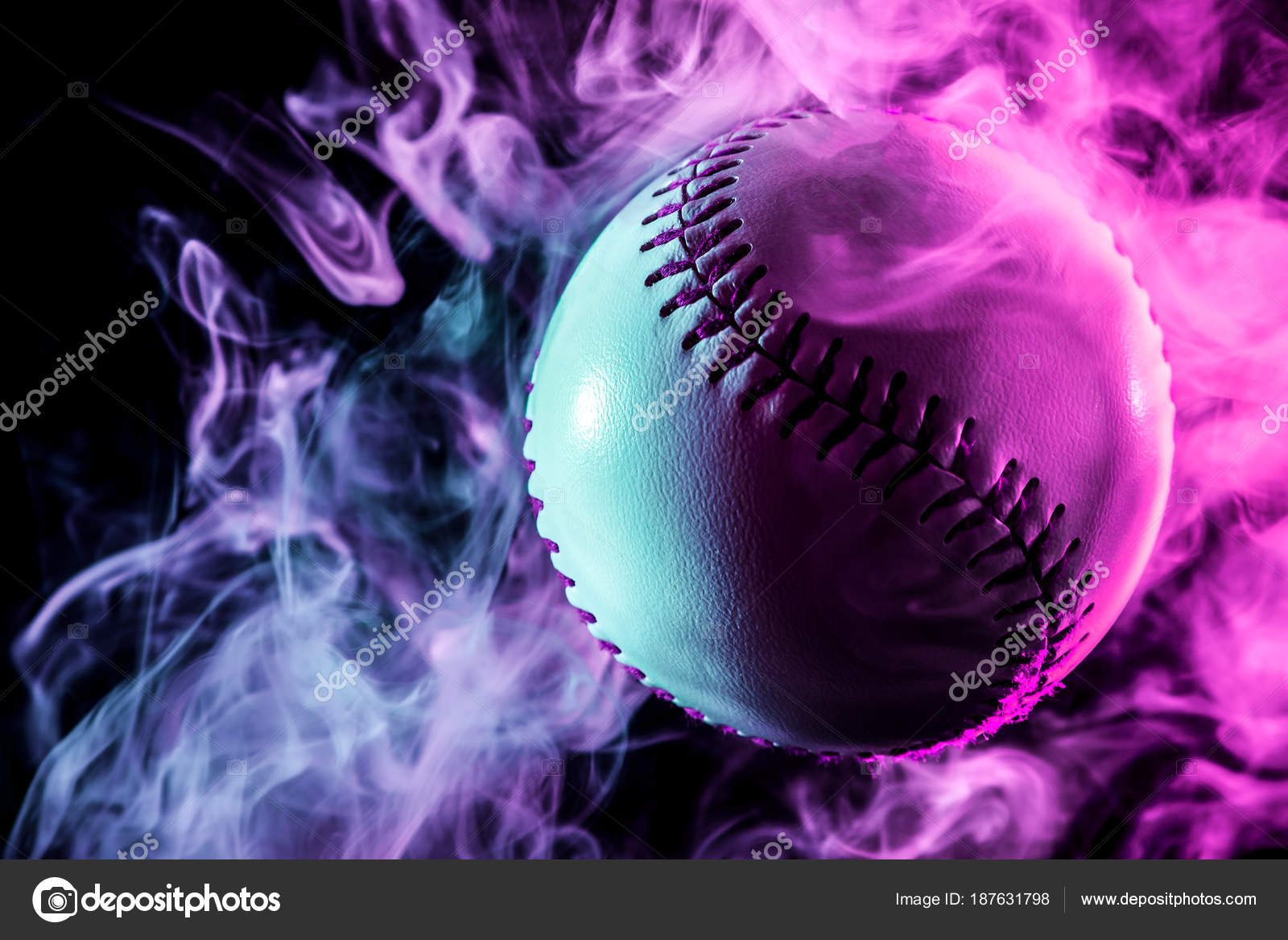 Colorful Baseball Ball Multi Colored Red Smoke Vape Black Isolated ...