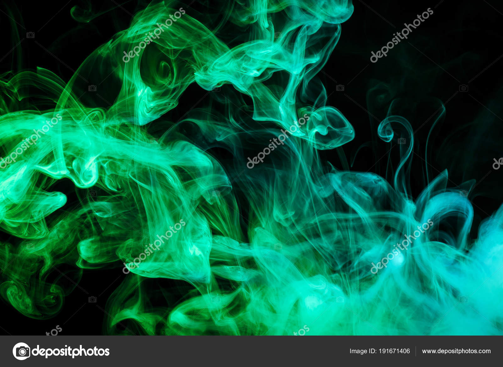 Thick Colorful Smoke Green Blue Black Isolated Background Background ...