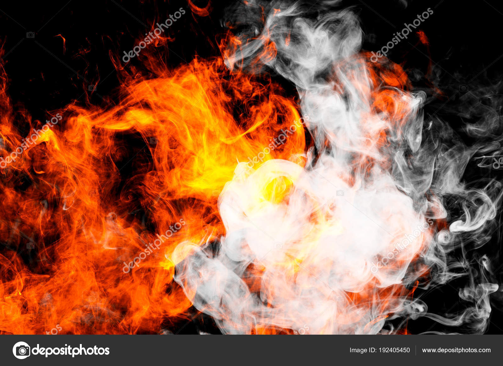 Fire Flames Background Dense Fiery Smoke Black Isolated Background ...
