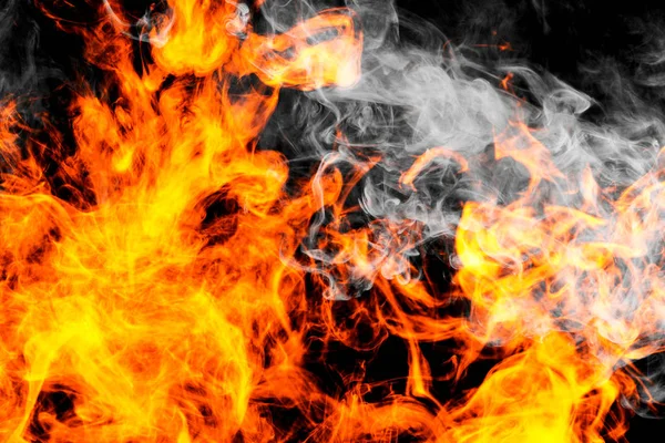 Fire flames background. Cloud of fiery smoke on a black isolated ...