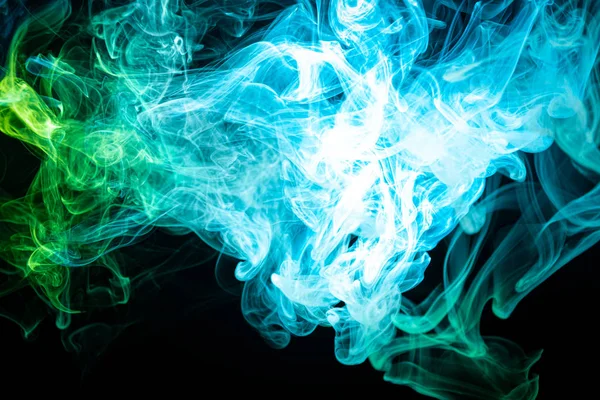 Thick Colorful Smoke Green Blue Black Isolated Background Background ...