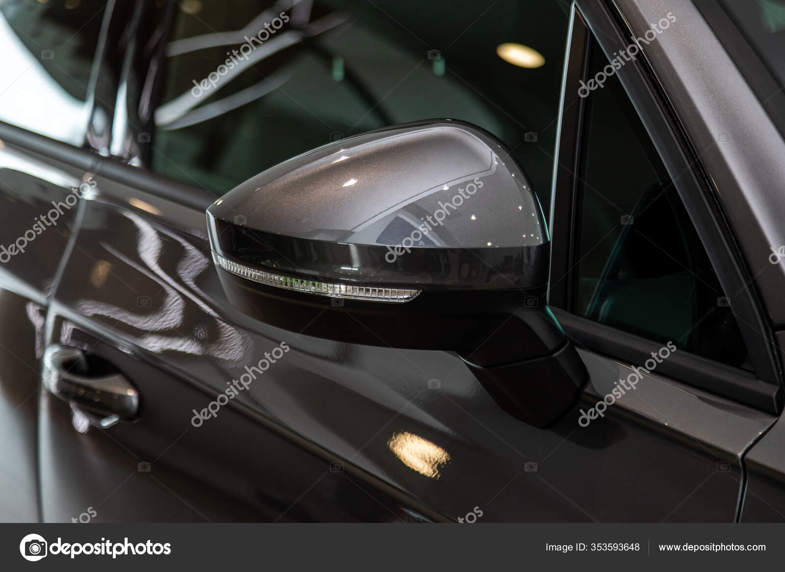 Gray Side Mirror Car Turn Signal Repeaters Exterior New Car — Stock ...