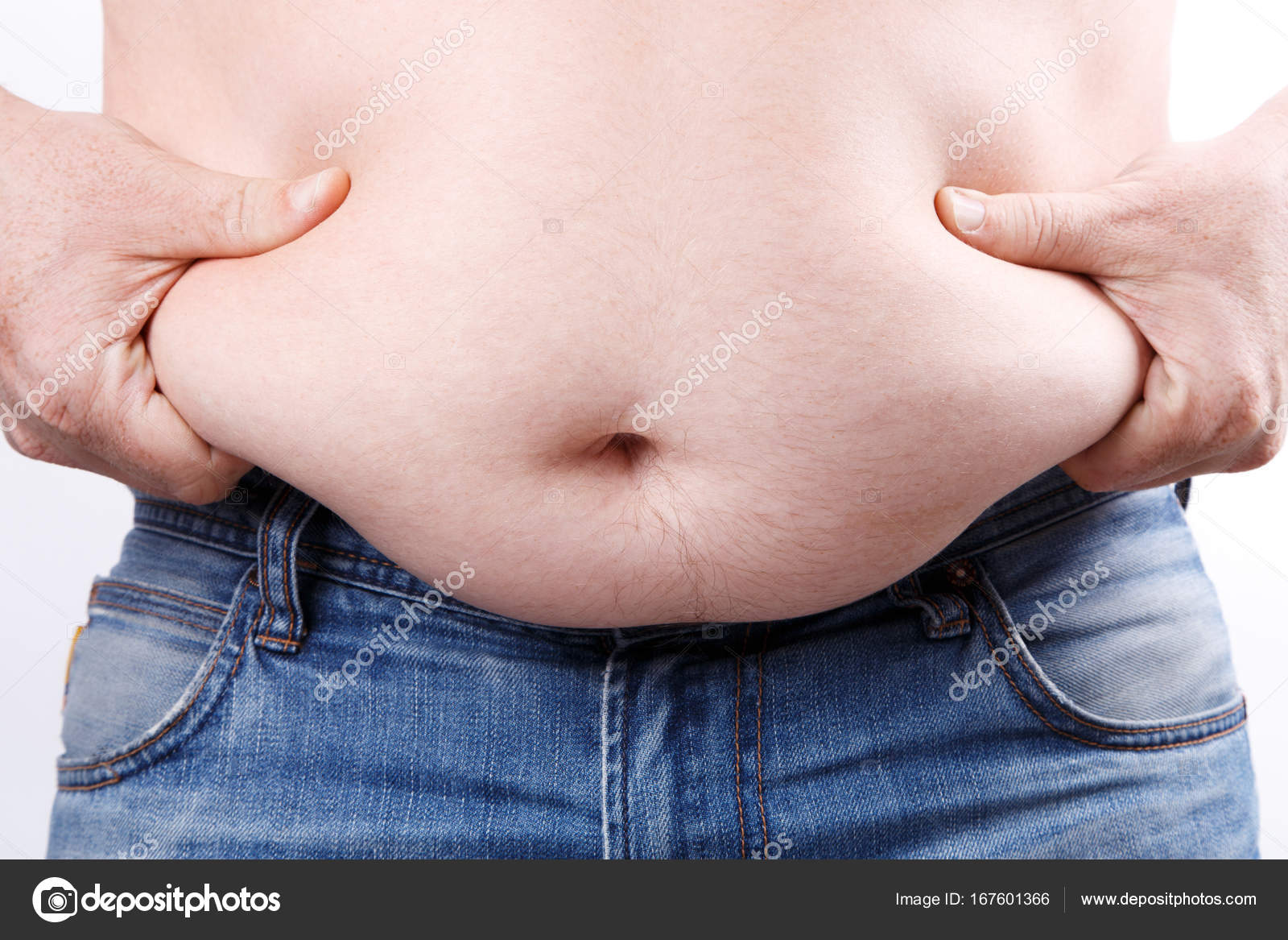 Overweight man shows his fat folds — Stock Photo © sun_apple #167601366