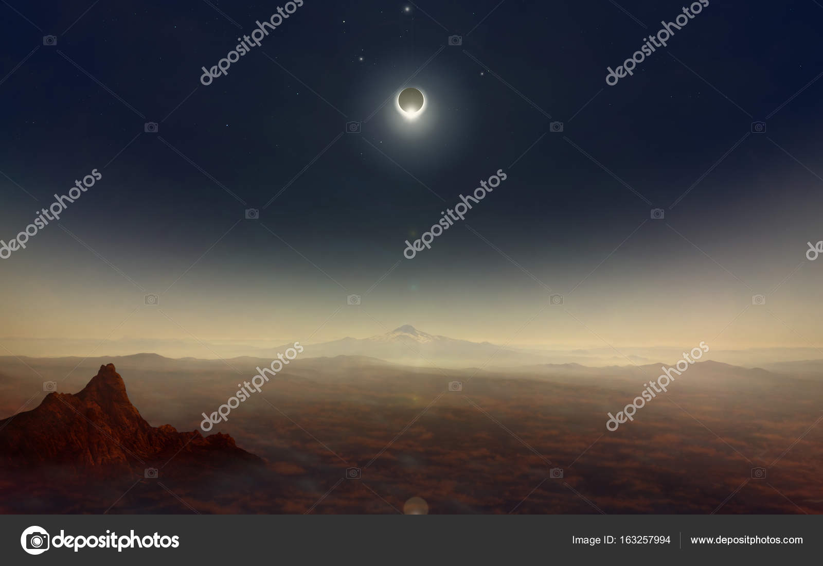 Eclipse solar total en cielo oscuro con estrellas — Foto de stock © I ...