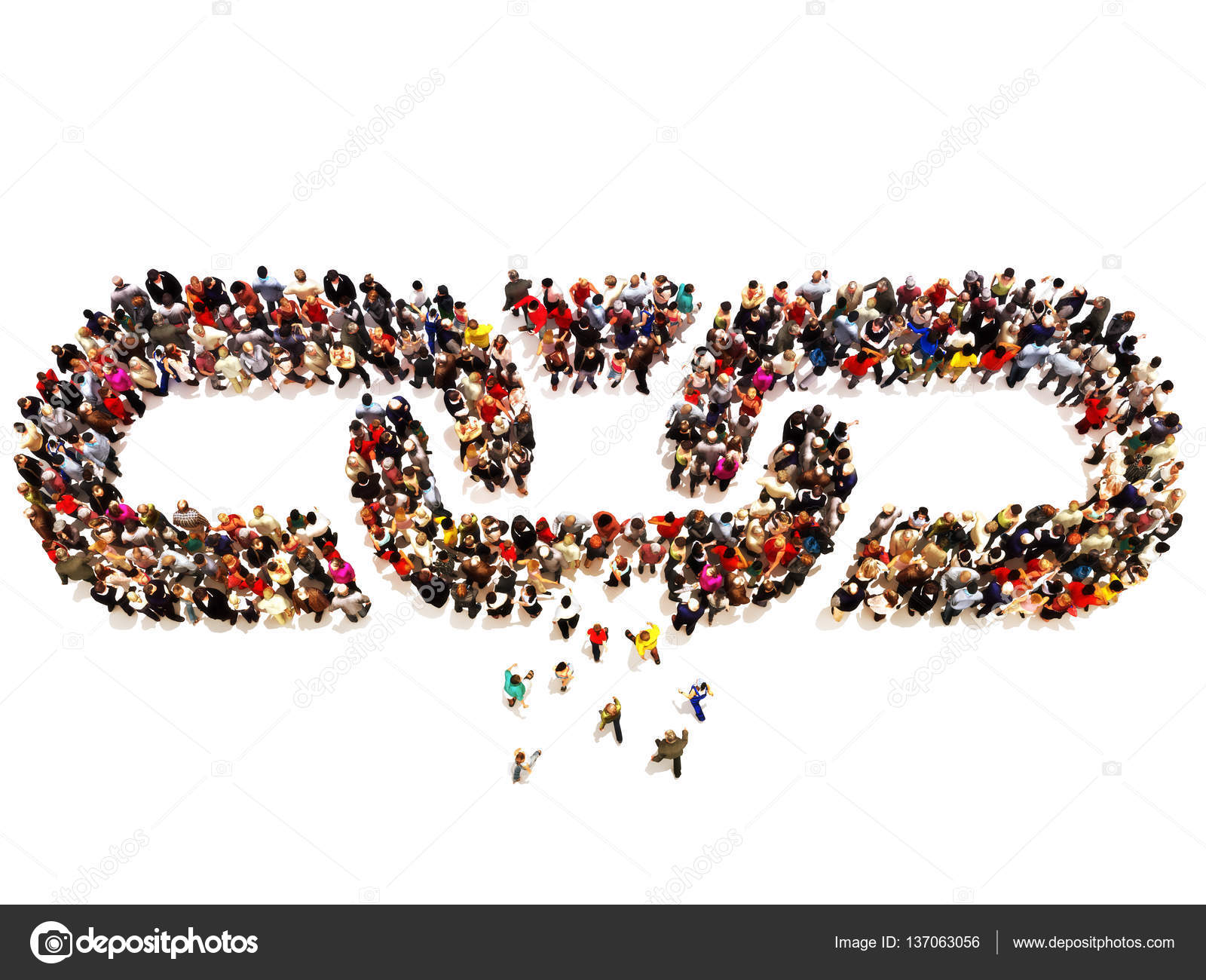 Large Group People Forming Chain Few Forming Missing Link Stock Photo ...