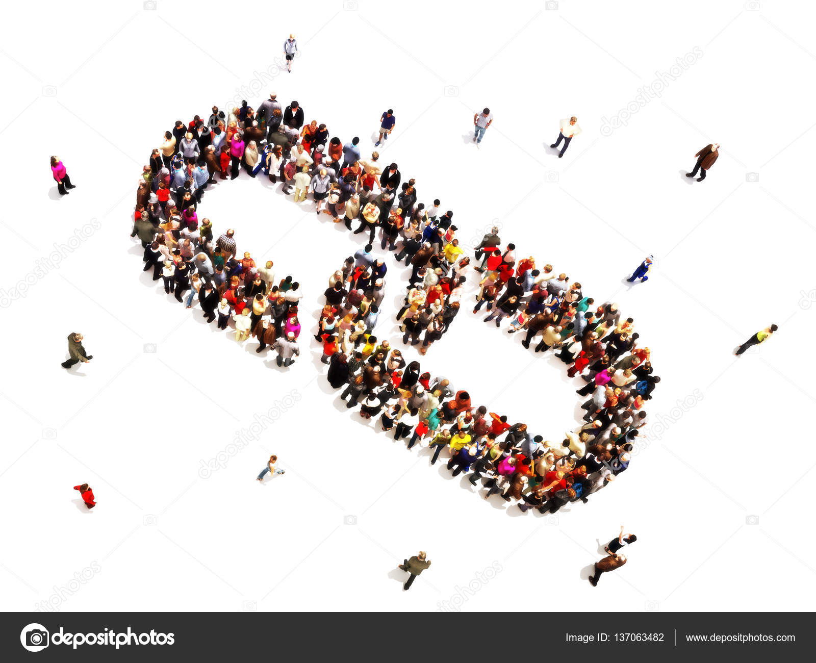 Large Group People Forming Chain Link Success Unity Strength Concept ...