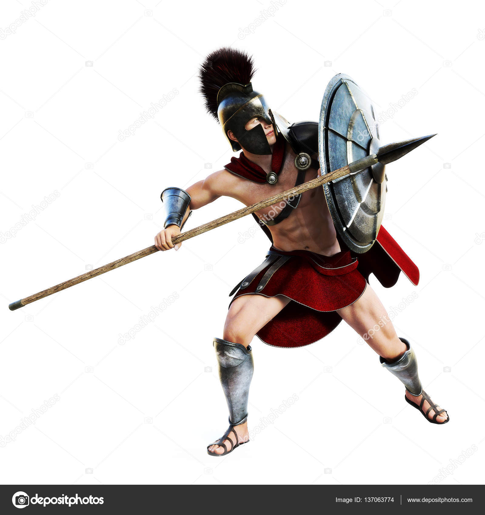 Spartan Action Full Length Illustration Spartan Warrior Battle Dress ...