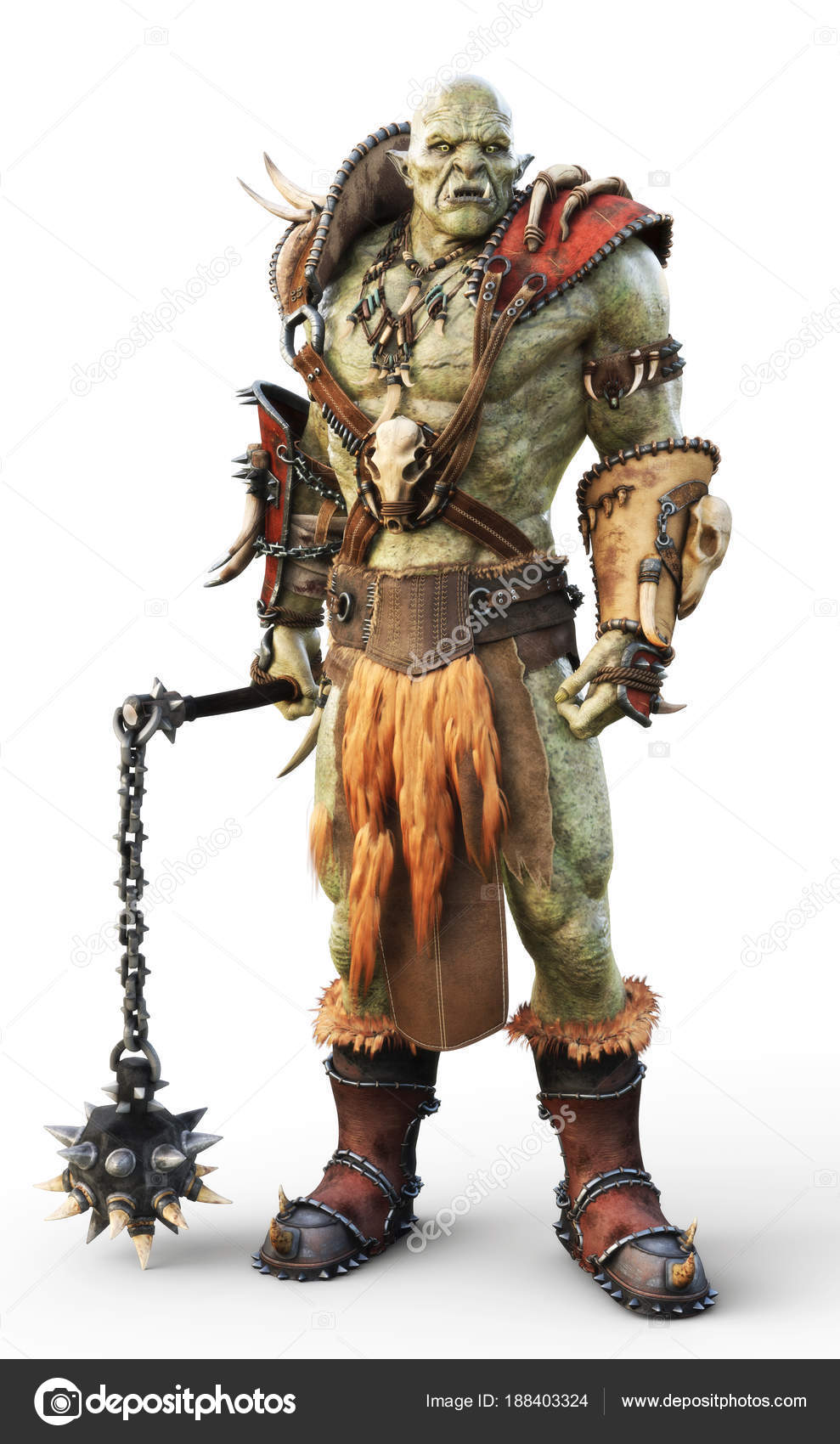 Savage Orc Brute Warrior Wearing Traditional Armor Fantasy Themed ...