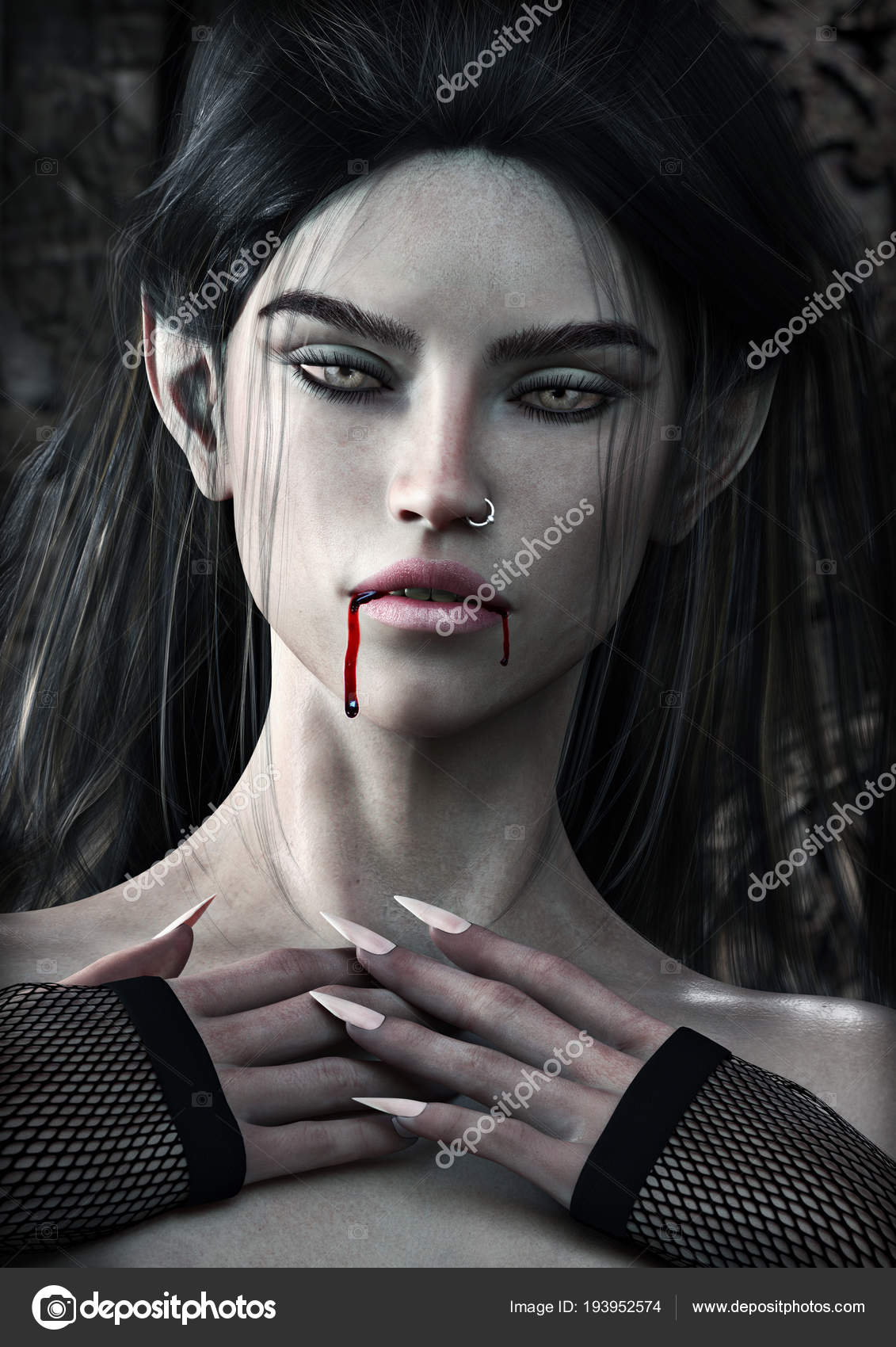 Seductive Blood Thirsty Vampire Female Rendering Stock Photo by ...