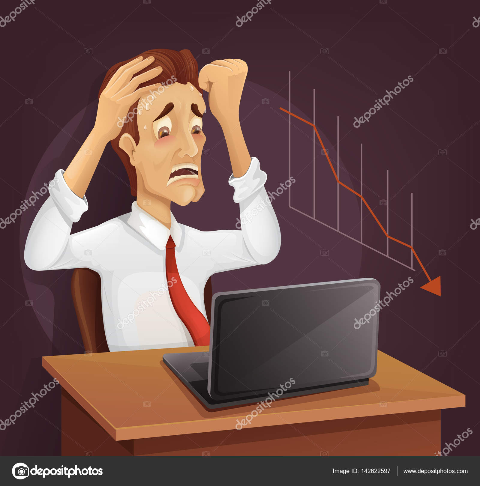 Unsuccessful office worker character. Vector flat cartoon illustration ...