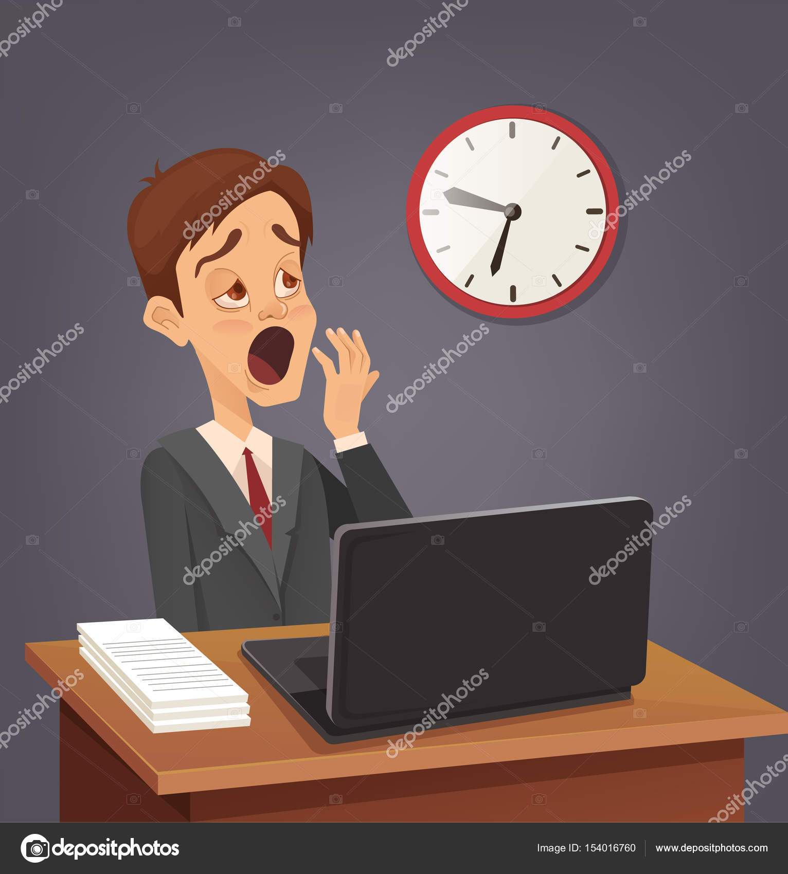 Overwhelmed Office Worker Cartoon