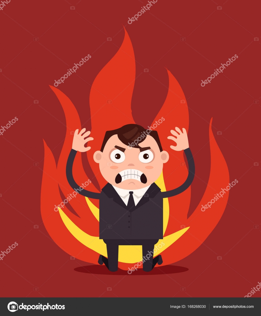 Angry unhappy businessman office worker character. Vector flat cartoon ...