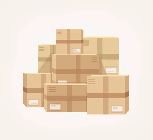 Pile of stacked cardboard boxes — Stock Vector © IconicBestiary #88738908