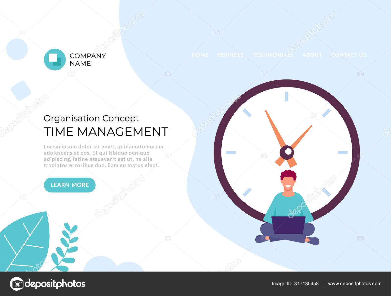 Time Management Banner Poster Concept Vector Flat Graphic Design ...