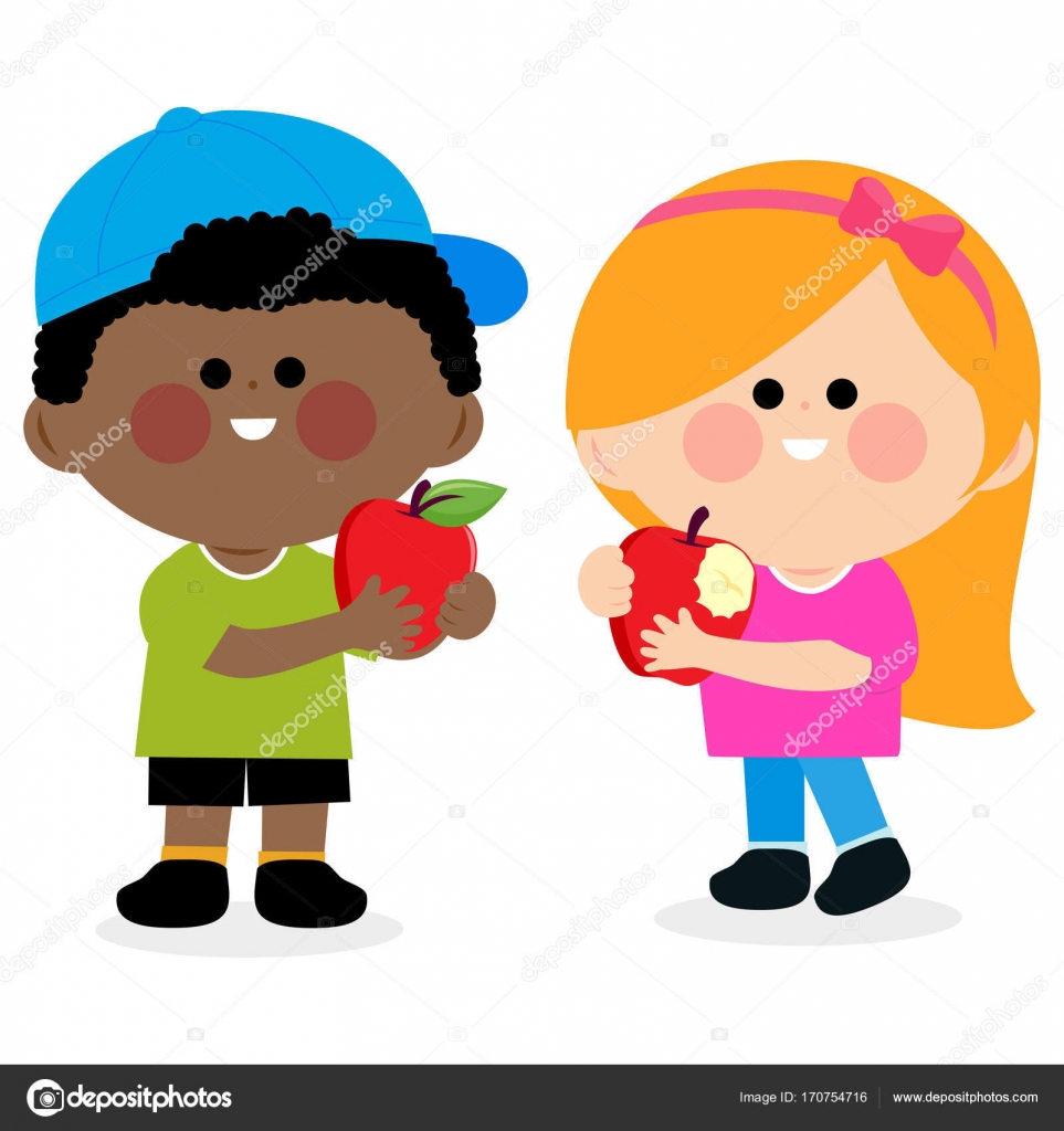 Children eating apples Stock Vector Image by ©stockakia #170754716