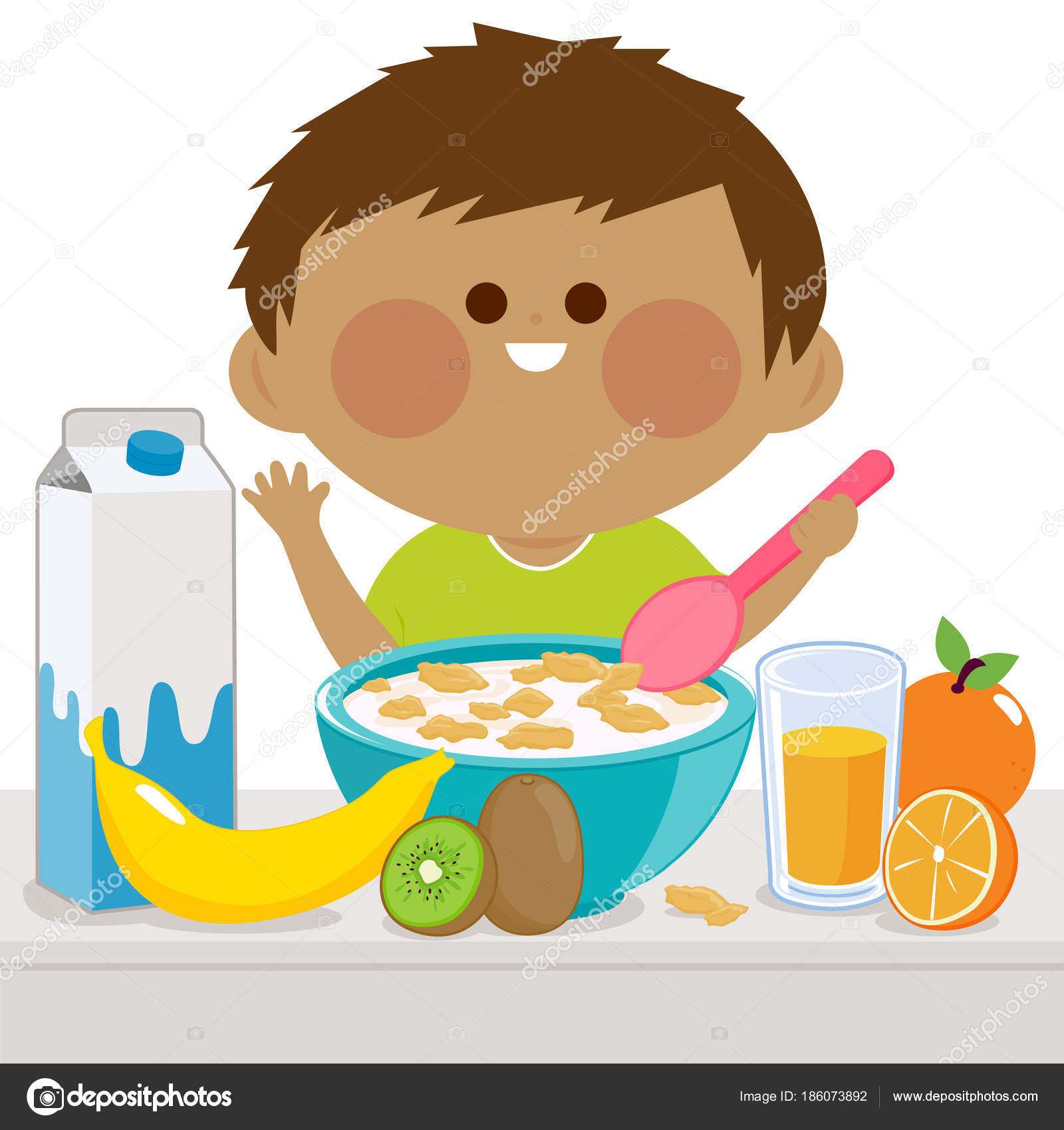 Lindo Desayuno Kawaii De Dibujos Animados Vector Premium