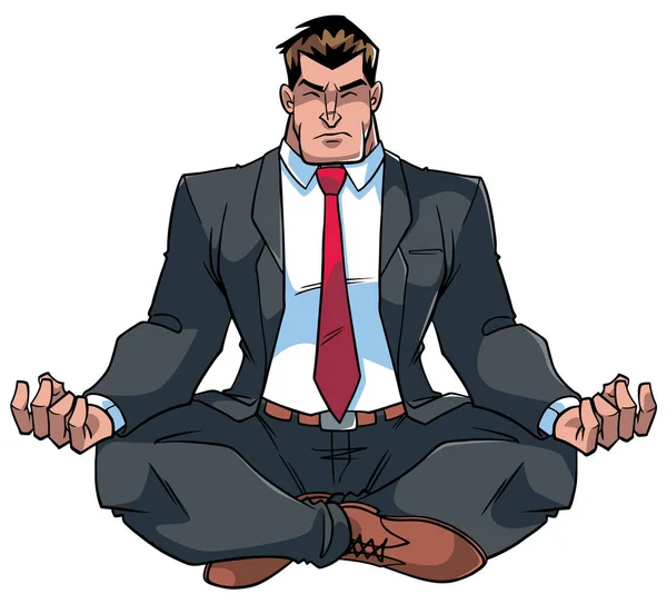 Meditating businessman pop art vector illustration — Stock Vector ... Meditating businessman pop art vector illustration — Stock Vector ...