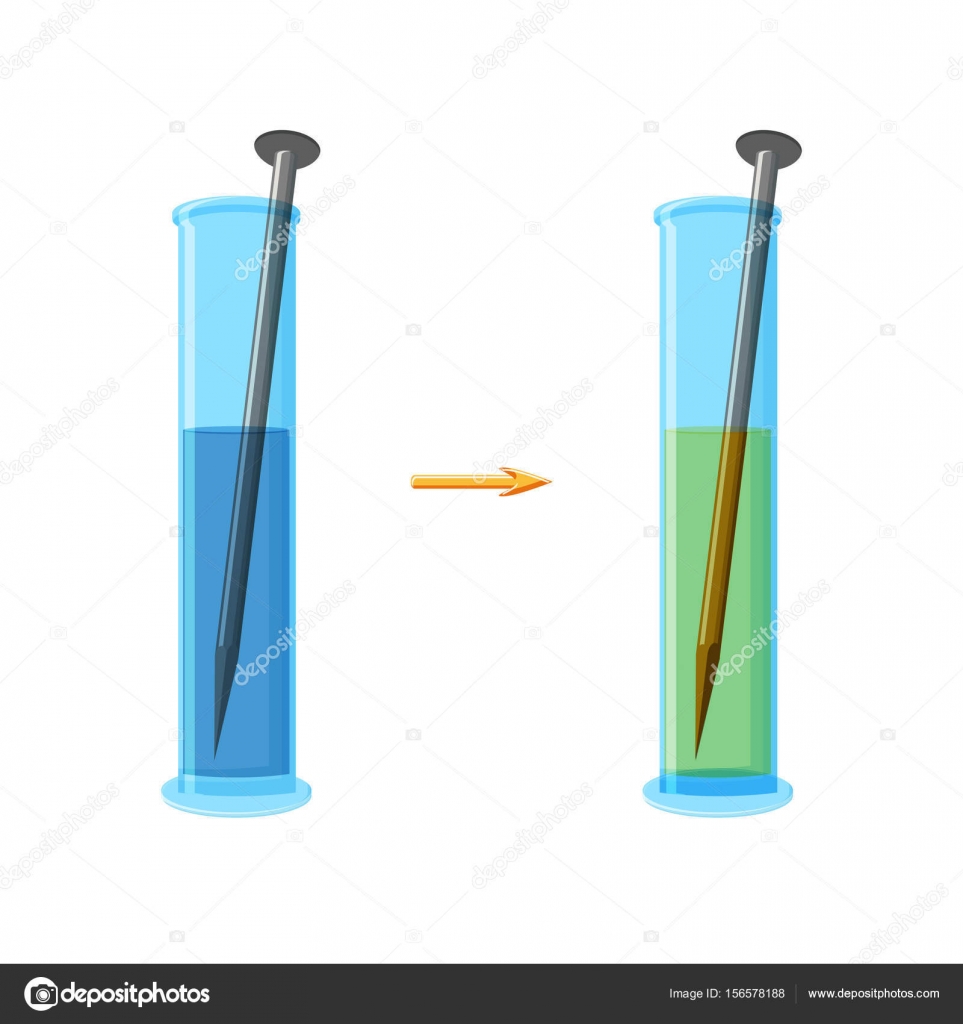 Diagram of chemical experiment shows reaction between metal and salt ...