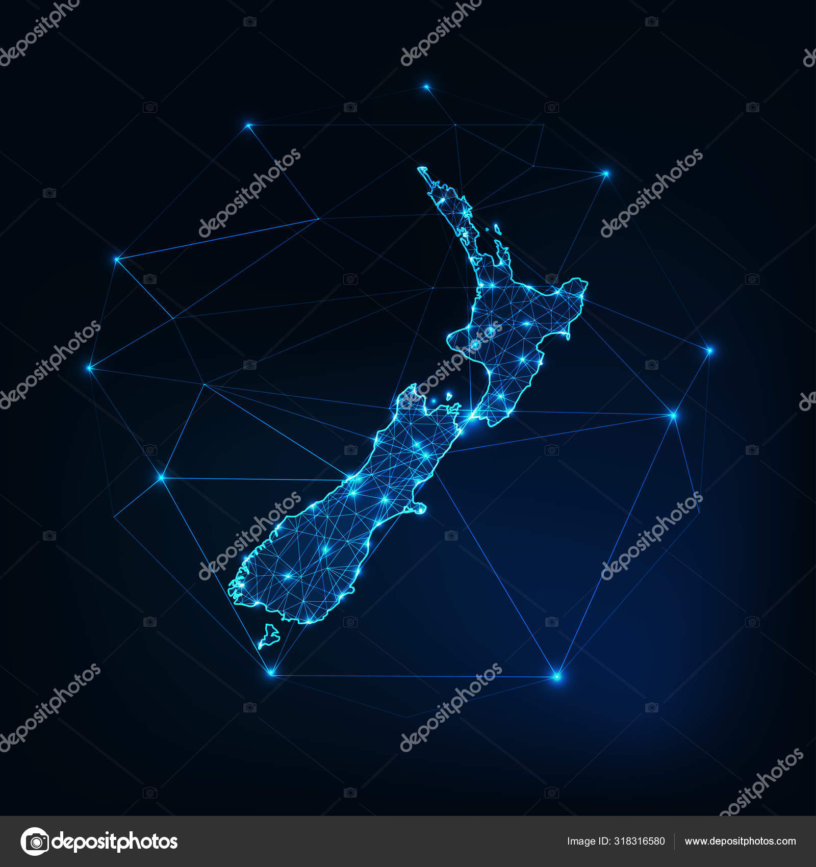 New Zealand map glowing silhouette outline made of stars lines dots ... New Zealand map glowing silhouette outline made of stars lines dots ...