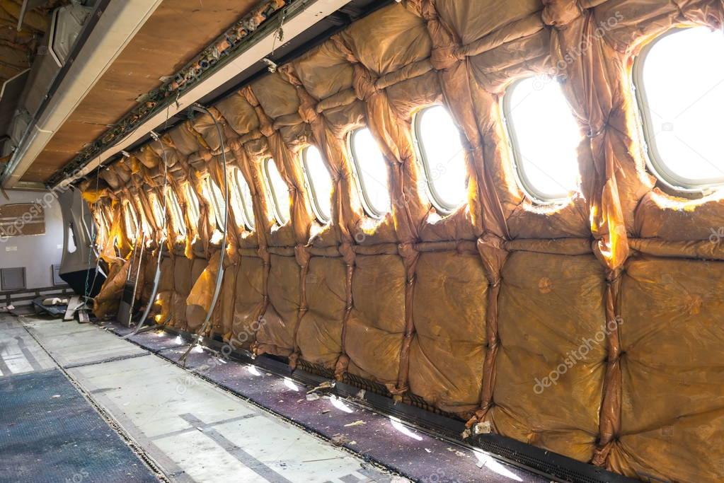 Inside airplane wreckage fuselage — Stock Photo © sasilsolution #135426386