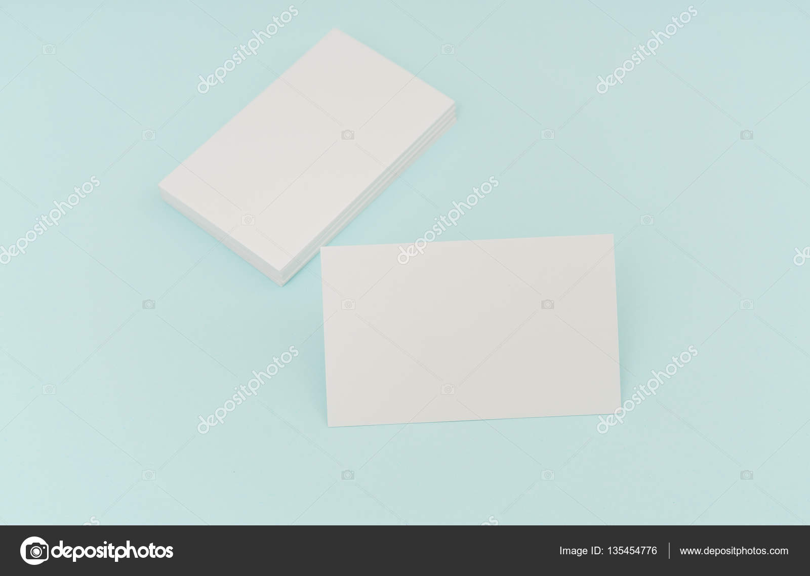 Blank business card on blue background . Stock Photo by ...