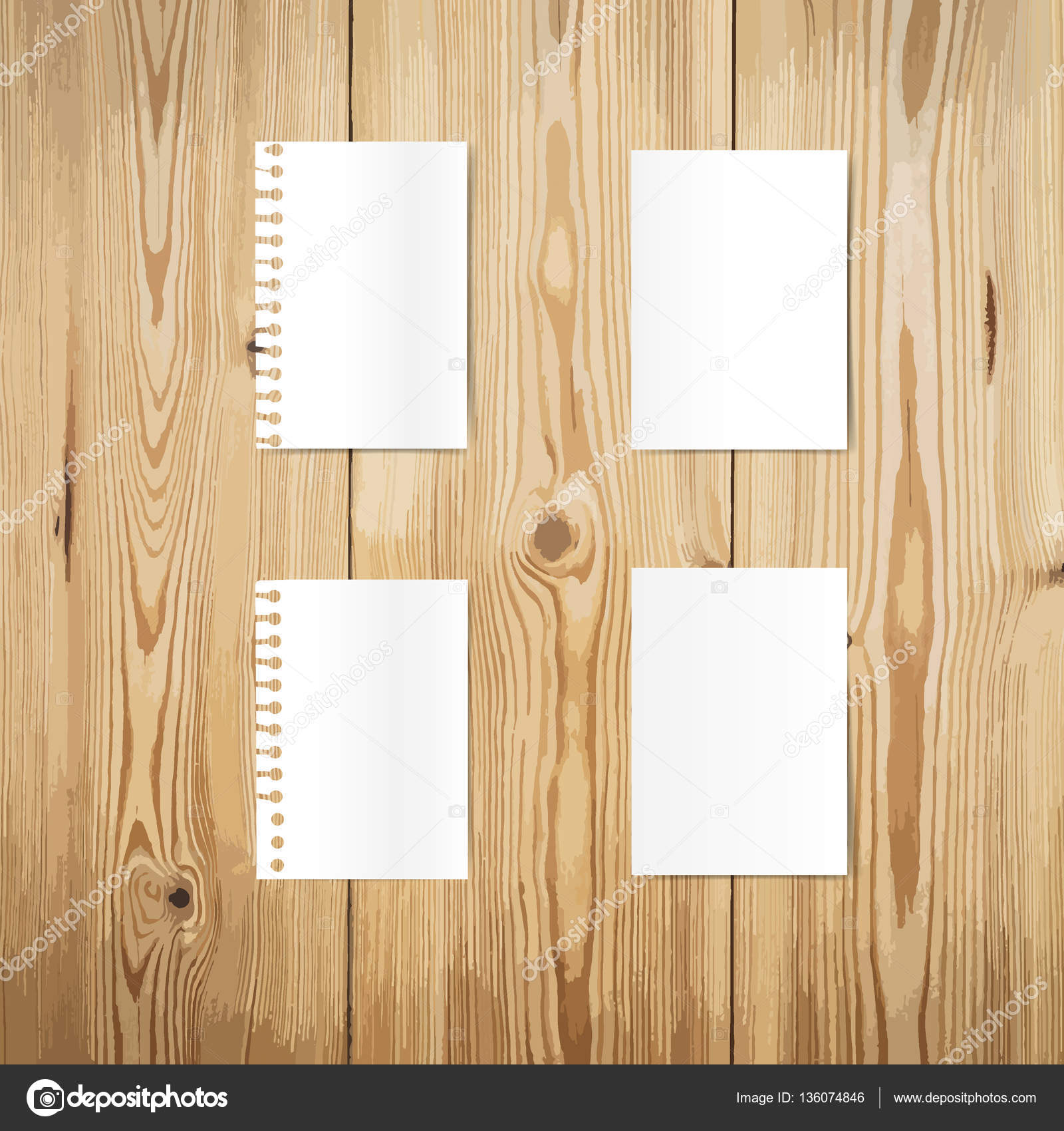 Blank white note papers, ready for your message. Vector illustra Stock ...