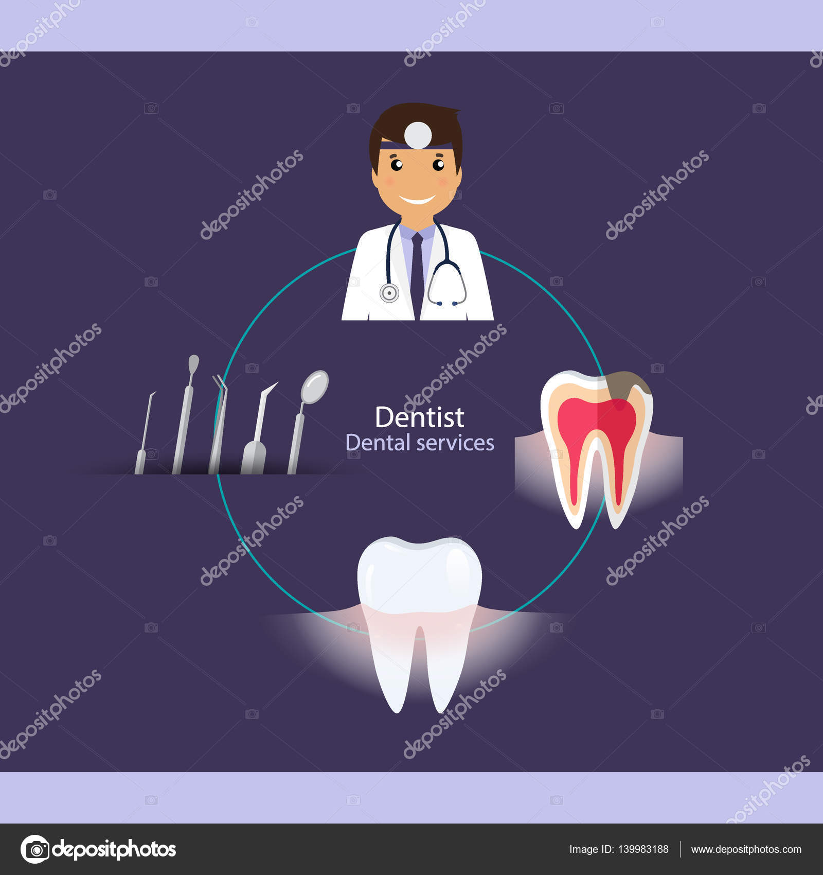 Medical dental background design. Dentist with teeth. Vector ill Stock ...