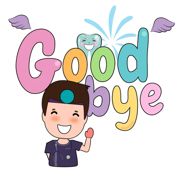 Dentist with word GOOD BYE, Cartoon character Dentist Design, Medical ...