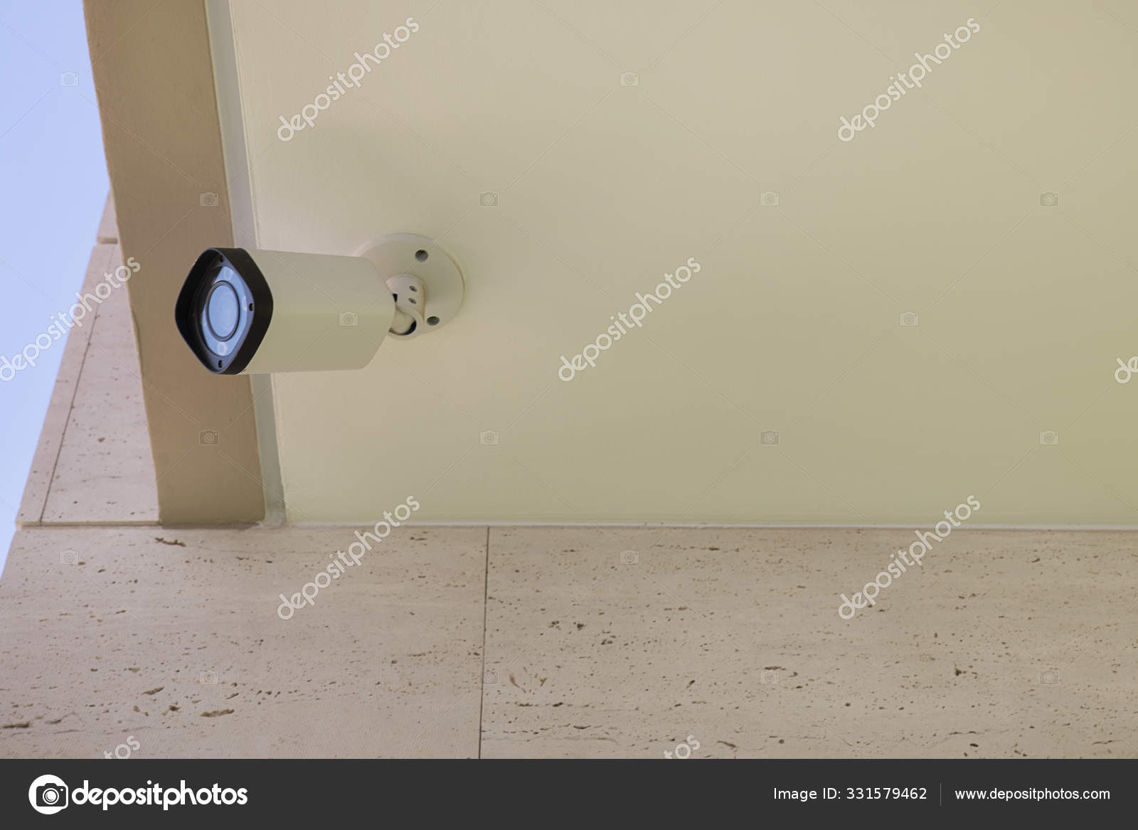 Modern Cctv Camera Mounted Building Wall Ceiling Outdoors Surveillance ...