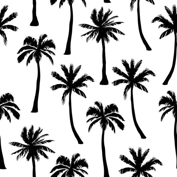 Black Palm Trees Seamless Pattern Isolated White Background Vector ...