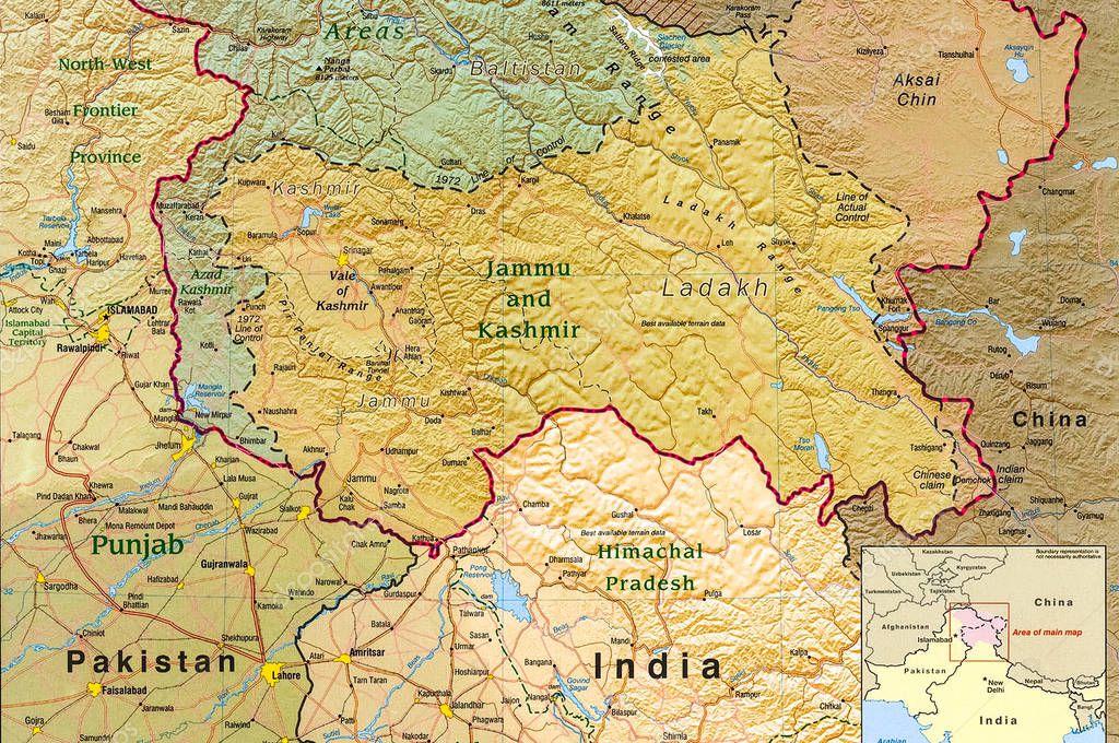 Mapa de los territorios disputados de Jammu y Cachemira entre la India ...