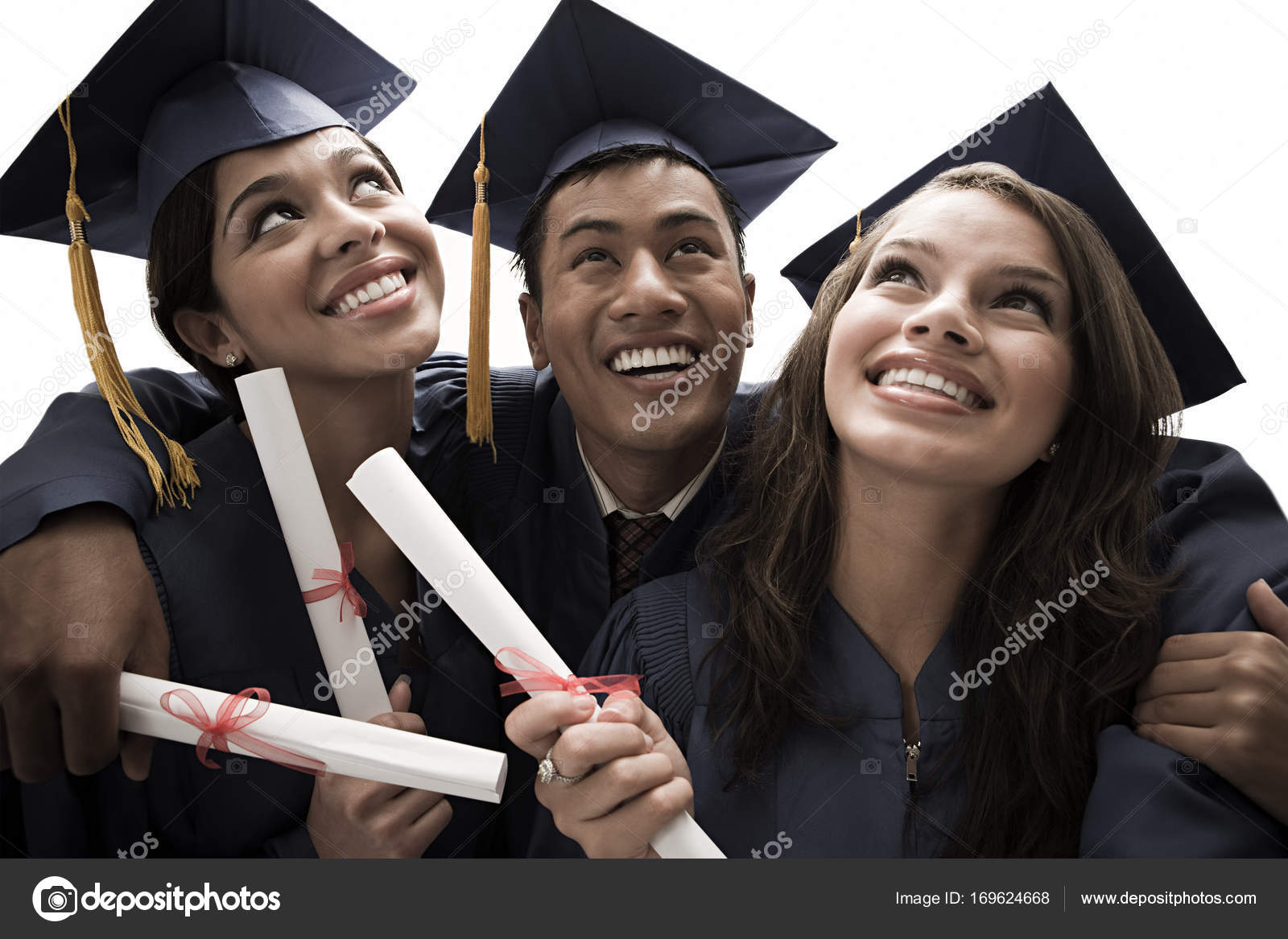Friends Graduating Isolated White Background Stock Photo by ...
