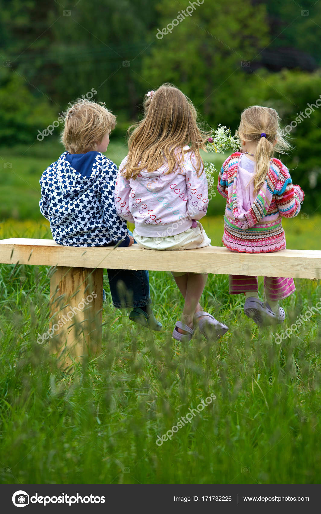 Children Sitting Bench Stock Photo by ©ImageSource 171732226