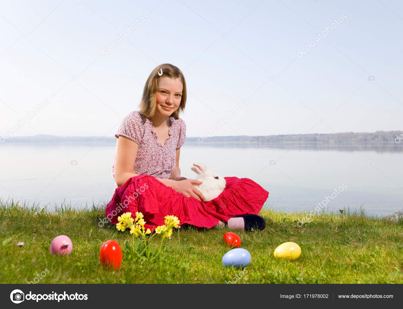Girl Bunny Easter Eggs — Stock Photo © ImageSource #171978002
