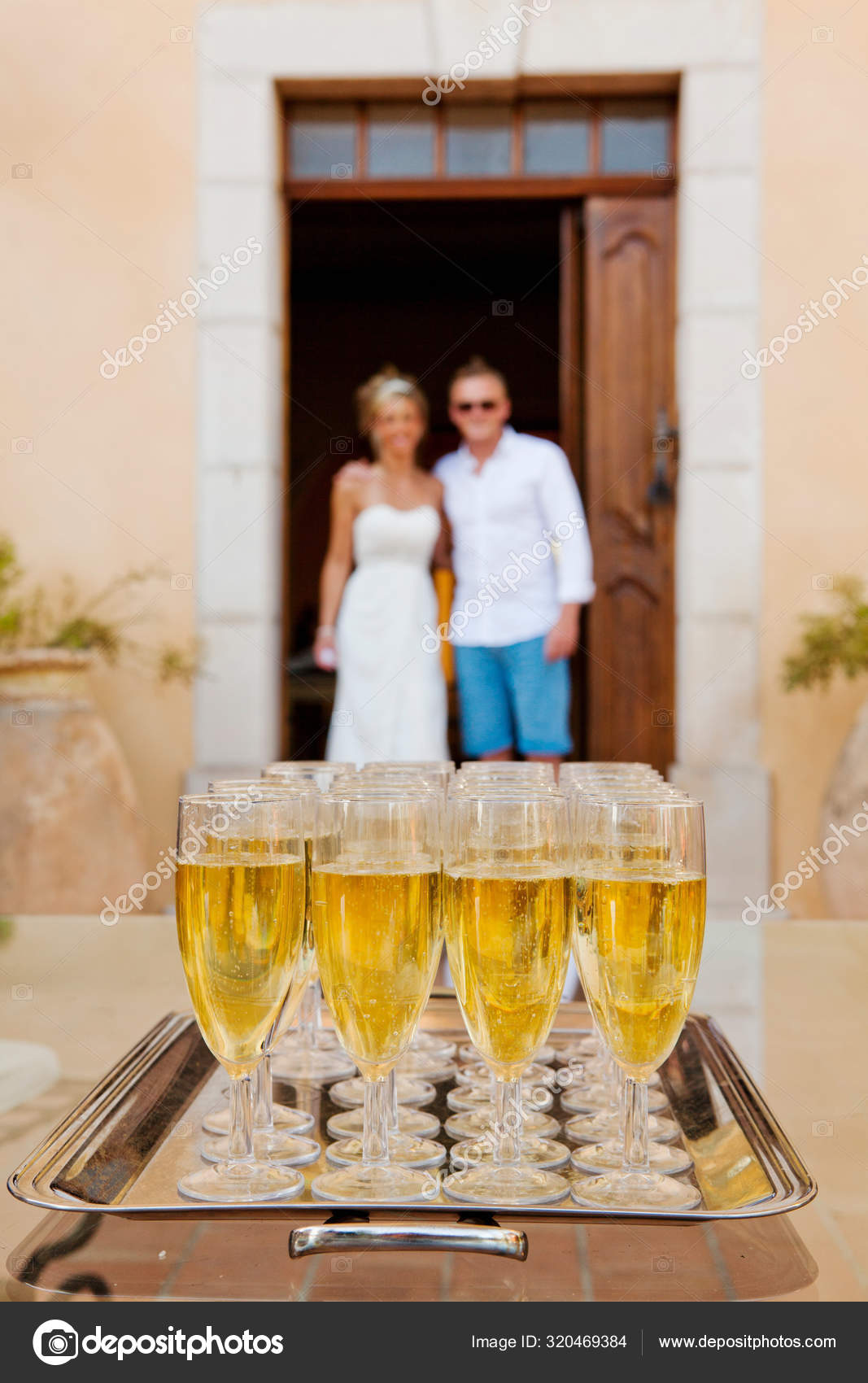 Tray of champagne at wedding reception — Stock Photo © ImageSource ...