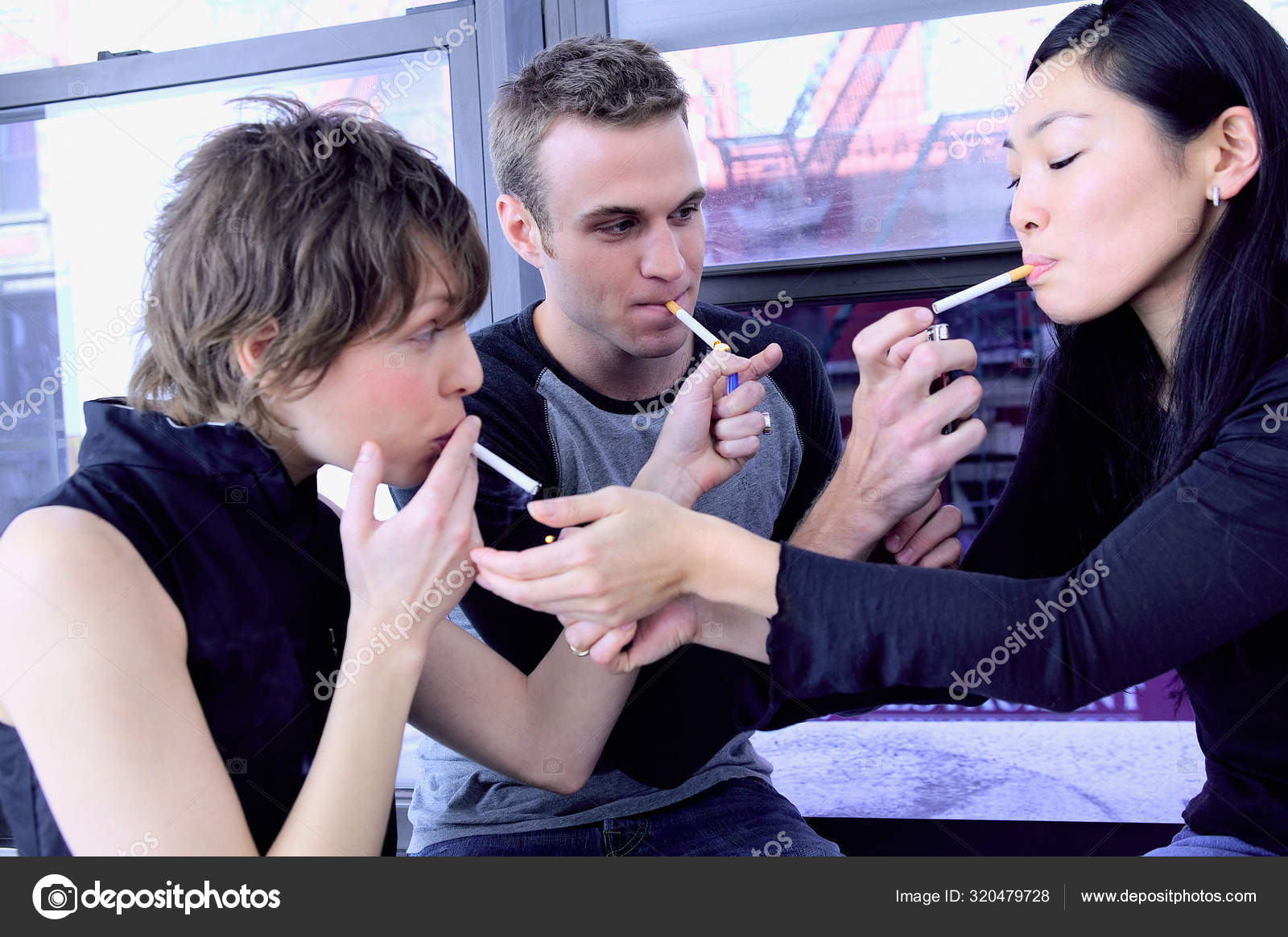 Group Friends Smoking — Stock Photo © ImageSource #320479728
