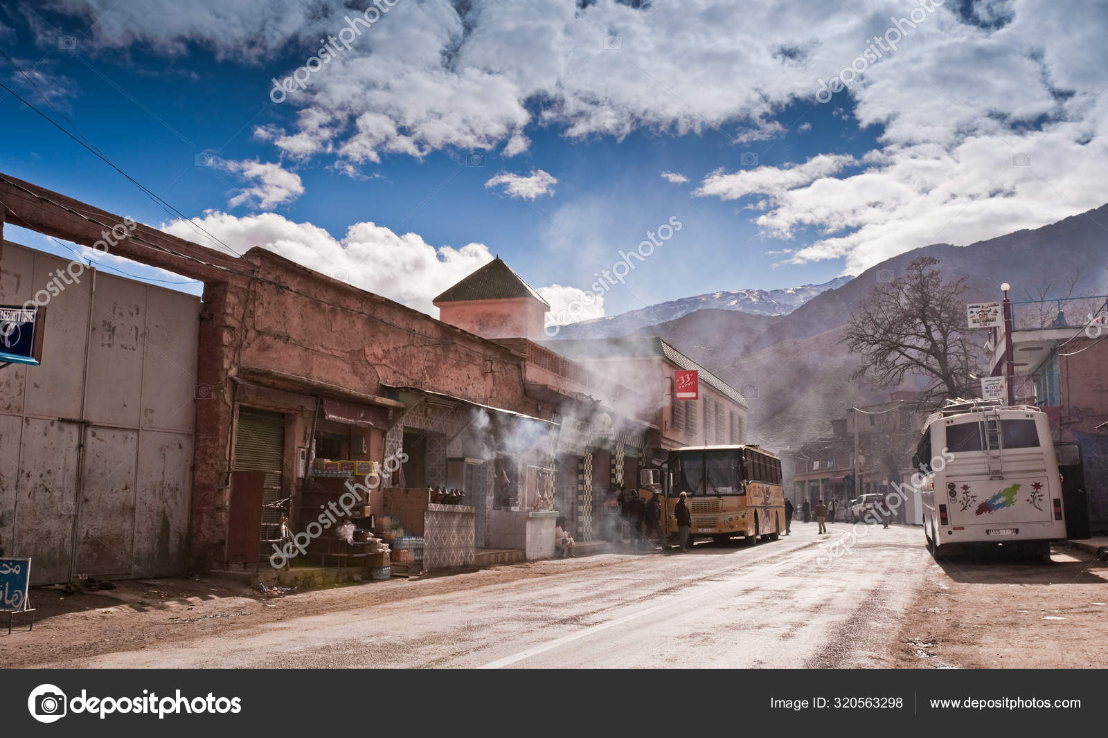 Road Village Tike Tal Pass Marrakesh High Atlas Mountains Morocco ...