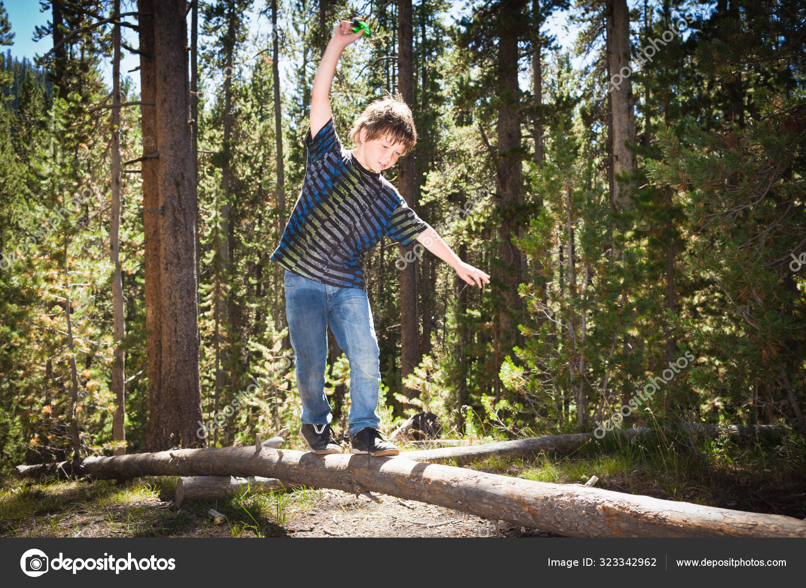 Boy Walking Log Stock Photo by ©ImageSource 323342962