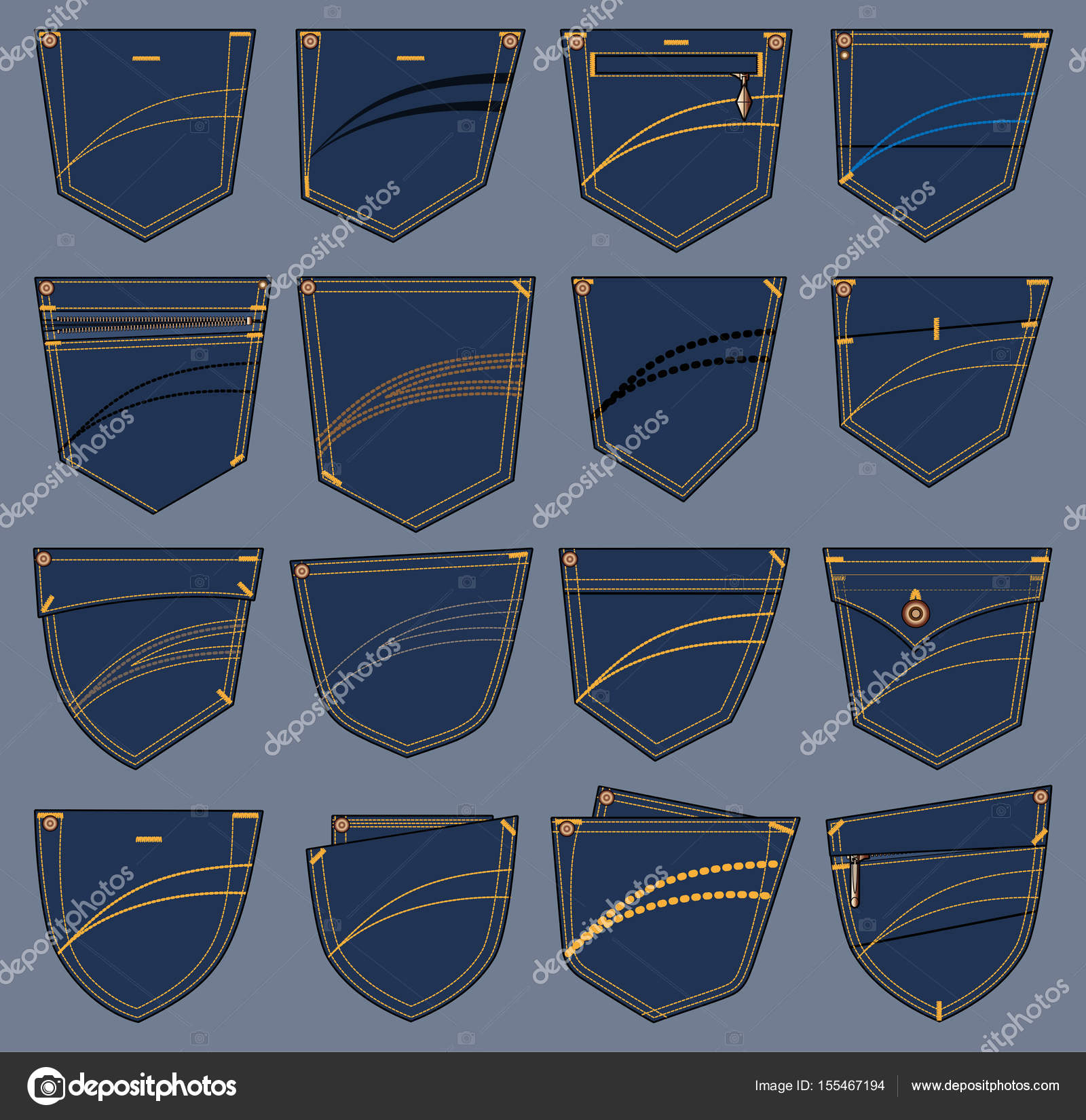 Set of various pockets designs Stock Vector Image by ©Rabotnichek ...