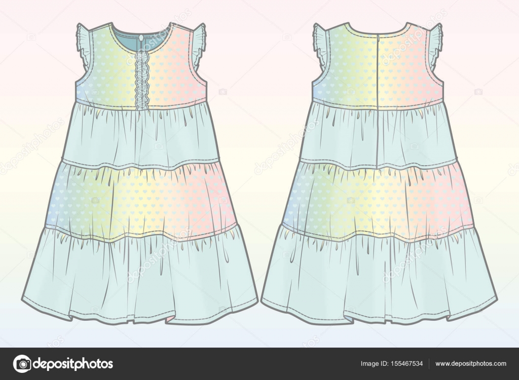 Front and back view of a summer dress Stock Vector Image by ...