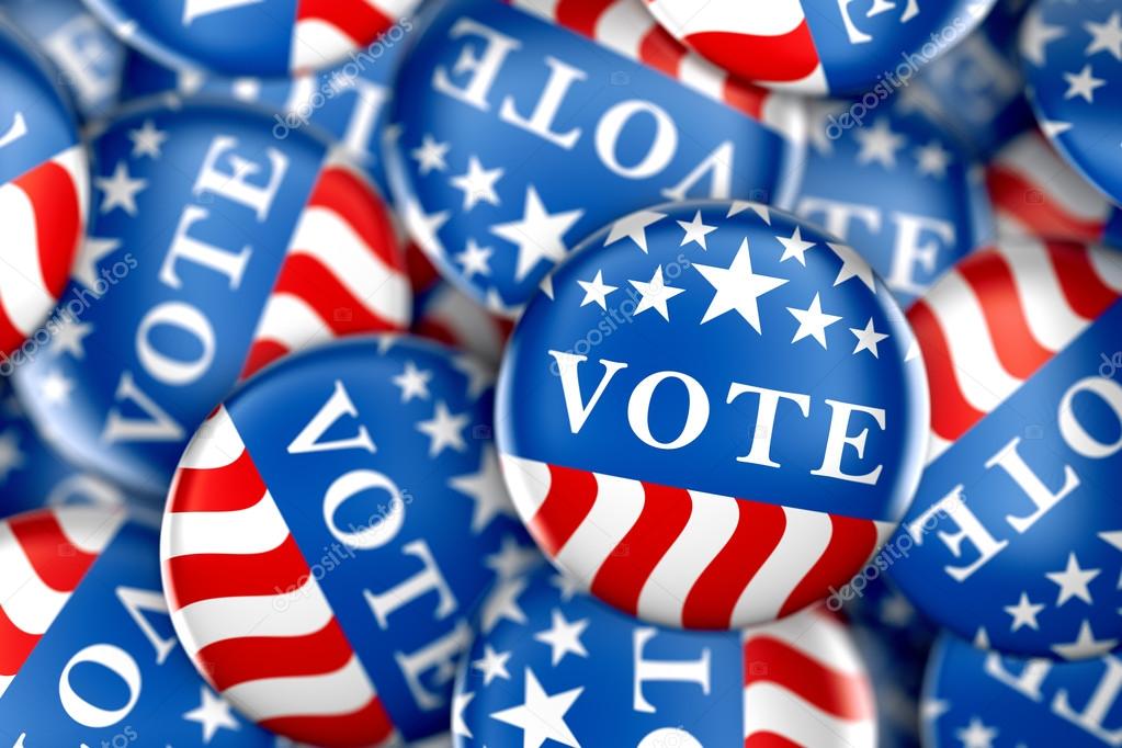 Vote buttons in red, white, and blue with stars - 3d rendering Stock ...