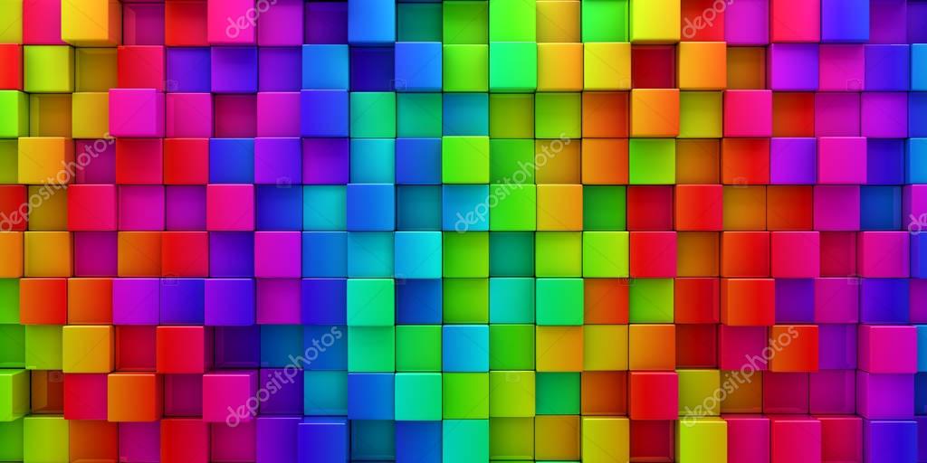 Rainbow of colorful blocks abstract background - 3d render — Stock ...