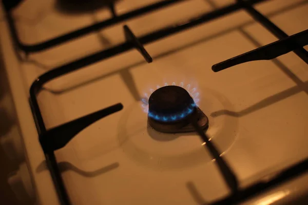 Burning gas burner, kitchen stove fire for cooking - Stock Image ...
